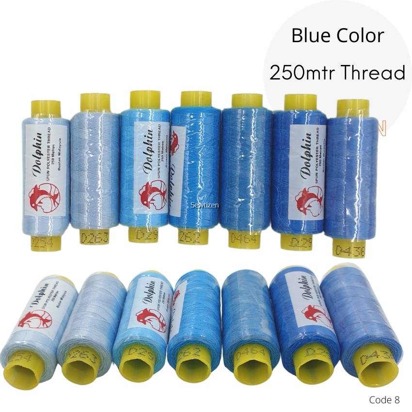 250 mtr Dolphin Sewing Thread | Benang Jahit Dolphin Warna Biru Turquoise