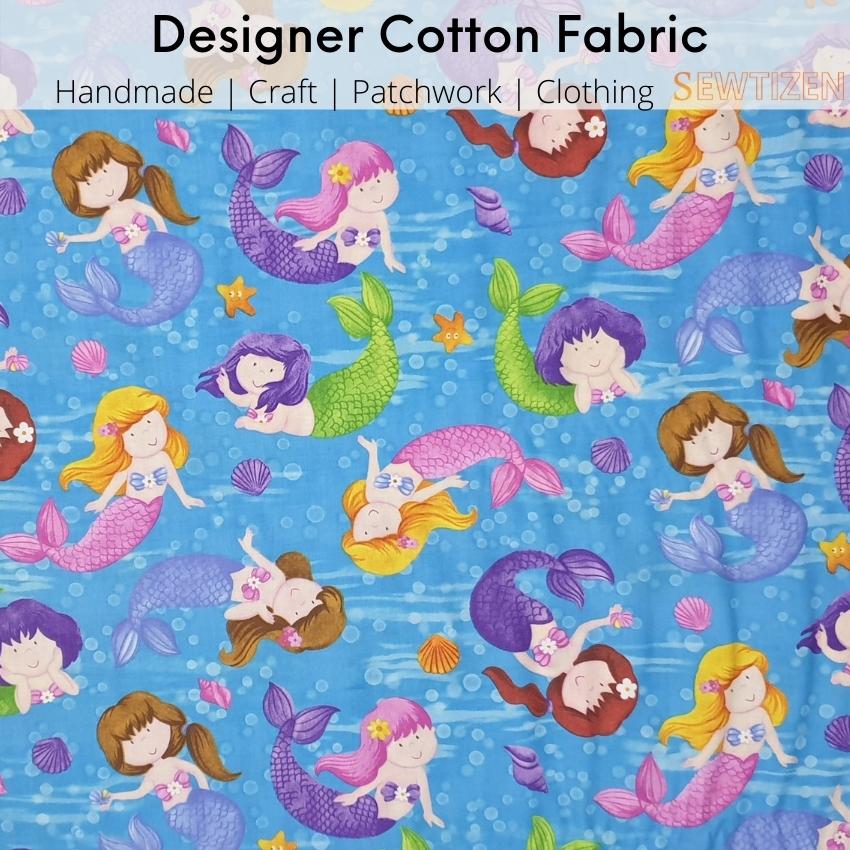 100% Woven Printed Cotton Little Mermaid Design